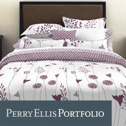 Perry Ellis Asian Lilly Plum 7-piece Full-size Bed in a Bag with Sheet ...