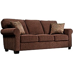 Portfolio Cari Brown Chenille Sofa with Paisley Accent Pillows - Bed Bath & Beyond - 5665119