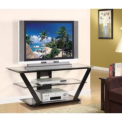 Matte Black Tempered Glass 42-inch TV Stand - Bed Bath & Beyond - 5903994