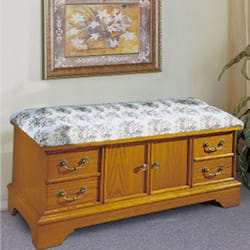 Oak Cedar Chest with Floral Upholstered Seat - Bed Bath & Beyond - 5916061
