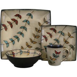 Sango Black Flora 16-piece Dinnerware Set - Bed Bath & Beyond - 6421461