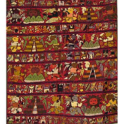 Cotton Burgundy Embroidered Mayan Tapestry (Guatemala) - Bed Bath ...