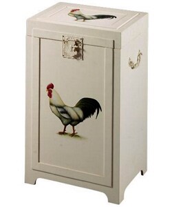 Hand-painted Rooster Waste Bin with Hinged Lid (24 in. High) - Bed Bath ...