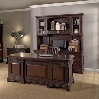 Drake 72-inch Executive Desk, Credenza with Hutch, Lateral File and ...