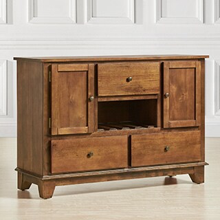 Octavia Warm Oak 3-drawer 2-cabinet Server with Built-in Wine Rack by ...