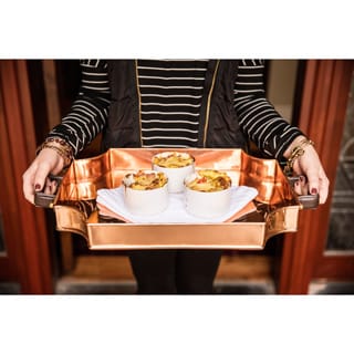 Royale Solid Copper Real Leather Handles Rectangular Tray - Bed Bath & Beyond - 9958774