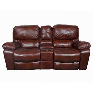 Porter Ramsey Cognac Top Grain Leather Gliding Power Recliner Loveseat ...