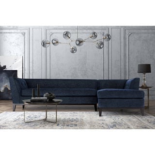 Jess Mid Century Navy Textured Linen RAF Sectional - Bed Bath & Beyond ...