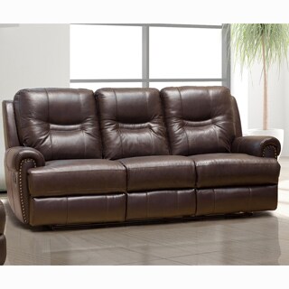 Windemere Brown Top Grain Leather Reclining Sofa - Bed Bath & Beyond ...