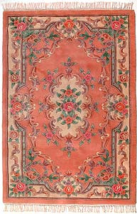 Chinese Tientsin Peach Aubusson Rug (4'9 x 7'6) - Bed Bath & Beyond - 39010