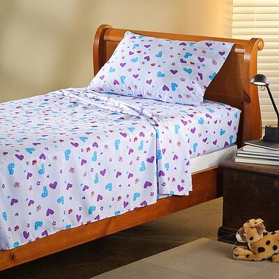 Expressions Microfiber Butterfly Children's Twin Sheet Set - Blue ...