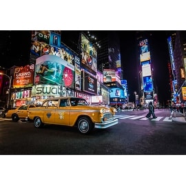 LED Lighted NYC Times Square Vintage Taxi Cab Canvas Wall Art 15.75" x ...
