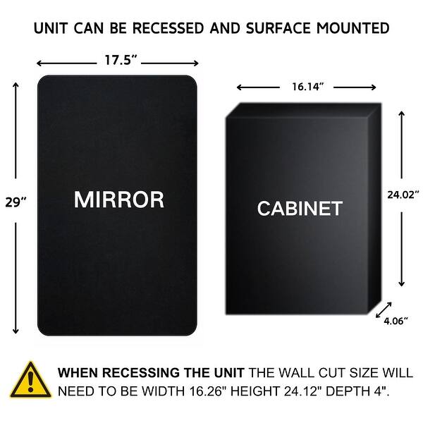 TEHOME Garnes Recessed or Surface Mount Framed Medicine Cabinet with ...