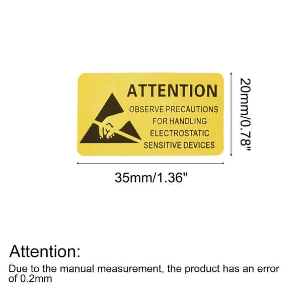 Self Adhesive Static Warning Sticker Label for Electrostatic 200 Pcs ...