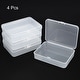 4pcs Clear Storage Container w Hinged Lid Plastic Rectangular Box - Bed ...