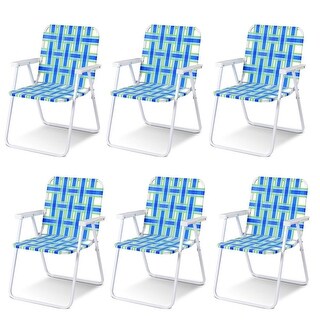 6 Pieces Folding Beach Chair Camping Lawn Webbing Chair - Bed Bath ...