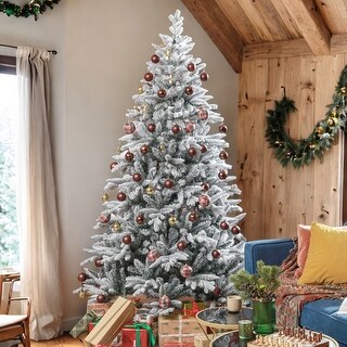 Frosted Snow Christmas Tree with Flame-Retardant Branches & Sturdy ...