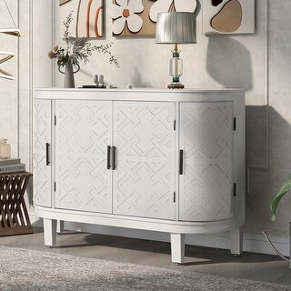 Corner Arc Design Wooden Storage Cabinet with Antique Pattern ...