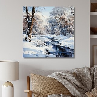 Designart "Snow River Winter Scenery " Snow Wall Art - Bed Bath ...