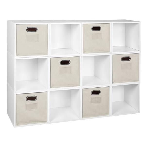 Connect Storage Set - 12 Cubes and 6 Bins- White/Natural - - 31268487