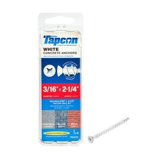 Tapcon 24172 White Ultrashield Phillips Concrete Anchor, 3/16" x 2-1/4 ...