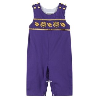 Purple and Gold Football and Tiger Smocked Overalls - Bed Bath & Beyond ...