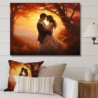 Designart "Romantic Couple Landscape Luminous Embrace III" Romantic ...