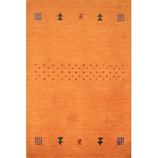 Orange Gabbeh Indian Foyer Rug Hand-Knotted Oriental Wool Carpet - 2'0 ...