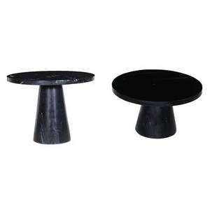 Black Cones Side Table Set of 2 Black/Mirror Polish Dia 23.62 - A - Bed ...