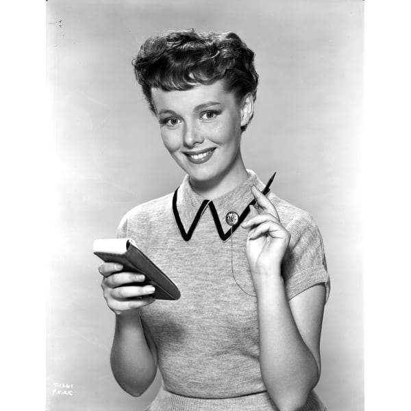 Phyllis Kirk Posed in Gray scale Portrait wearing Collar Shirt Photo ...