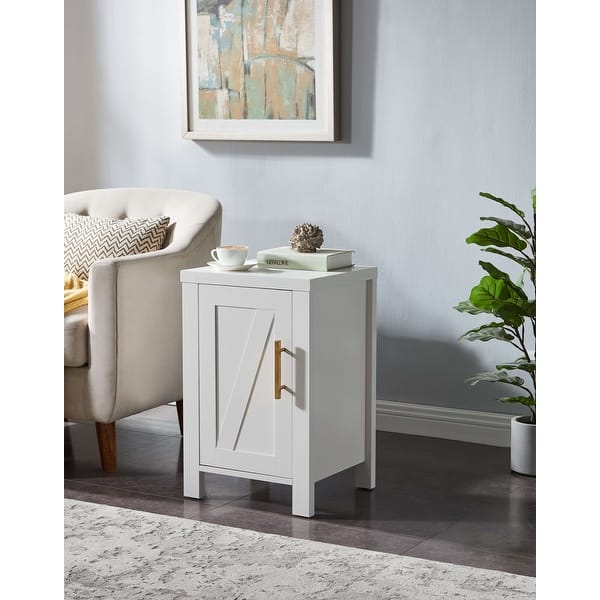 Classy White Side Table with Storage Cabinet and shelves - Bed Bath ...