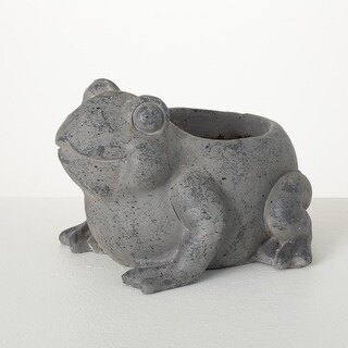 8"H Sullivans Charcoal Frog Planter, Gray - 9.5"L x 12"W x 8"H - Bed ...