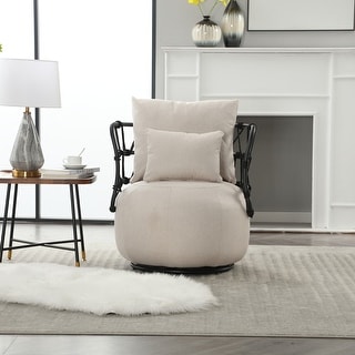 COOLMORE Upholstered Plush Living Room Chair with Metal Bracket Texture ...