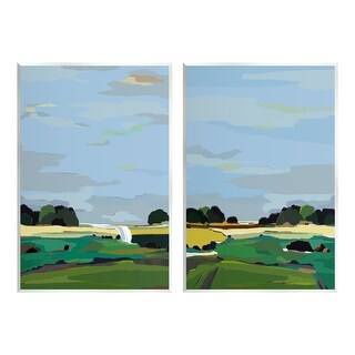 Stupell Rural Abstract Grassland Landscape 2 Piece Set Wall Plaque ...
