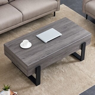 Coffee Table Wood-textured Top Center Table Display Table, Grey - Bed ...