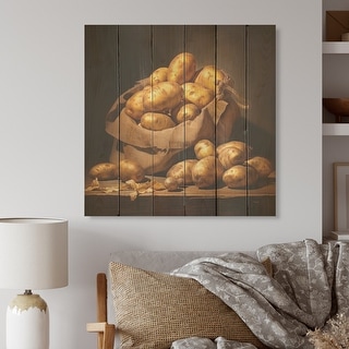 DESIGN ART "Potato Amber Agriculture I" Boho Pottery Wood Wall Decor ...