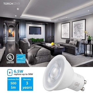 6 Pack 6.5W Dimmable LED MR16 GU10 Base Light Bulb, 5000K Daylight ...