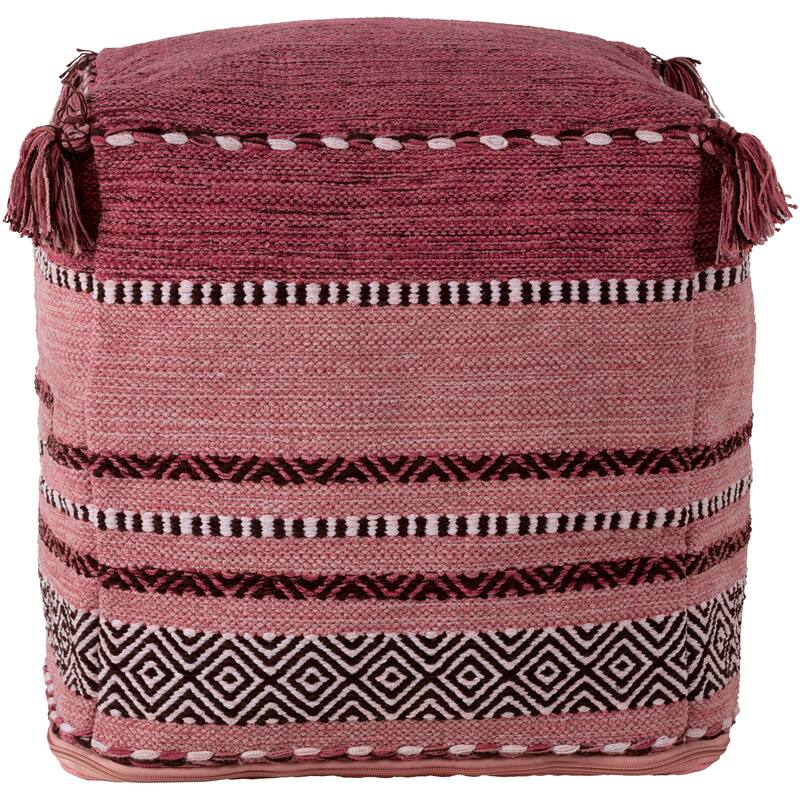 Geometric Ansley Square 18-inch Cotton/Chenille Cotton Pouf - Overstock ...