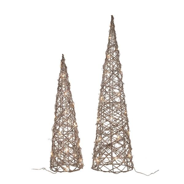 Set of 2 Gray Battery Operated Twig Cone Christmas Trees 2.5' - under-3 ...