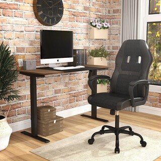 Furniture of America Getty Adjustable Standing Desk and Mesh Chair Set ...