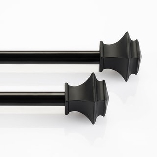 Deco Window 2 Pack Single Curtain Rod with Square Finials & Brackets ...