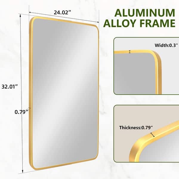 ZEAFIVE Mirror Wall Mounted Frame Rectangular Bathroom Vanity Wall ...