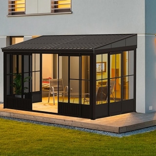 12x14FT Wall Mounted Sunroom, Against Wall Solarium - Bed Bath & Beyond ...