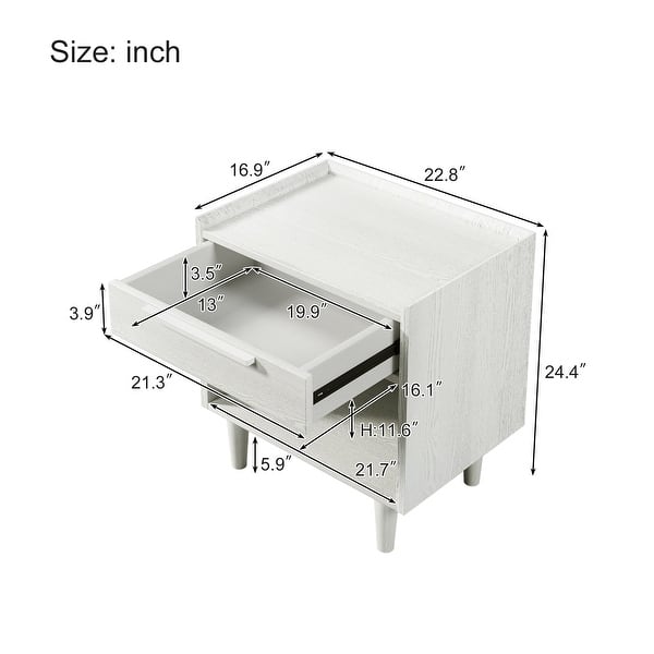 Modern Nightstand Beach Cabin Locker Wood Grain Single Drawer End Table ...