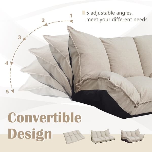 Modern Lazy Sofa Bed Beige Folding Futon for Kids or Home - Bed Bath ...