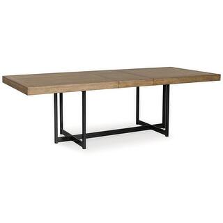 Myka Dining Table, Extension Leaf, Rectangular Brown Wood 80-98 Inch ...