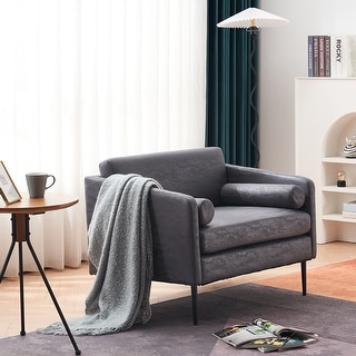 Modern Comfortable Single Sofa with Cushions and Metal Legs - Bed Bath ...