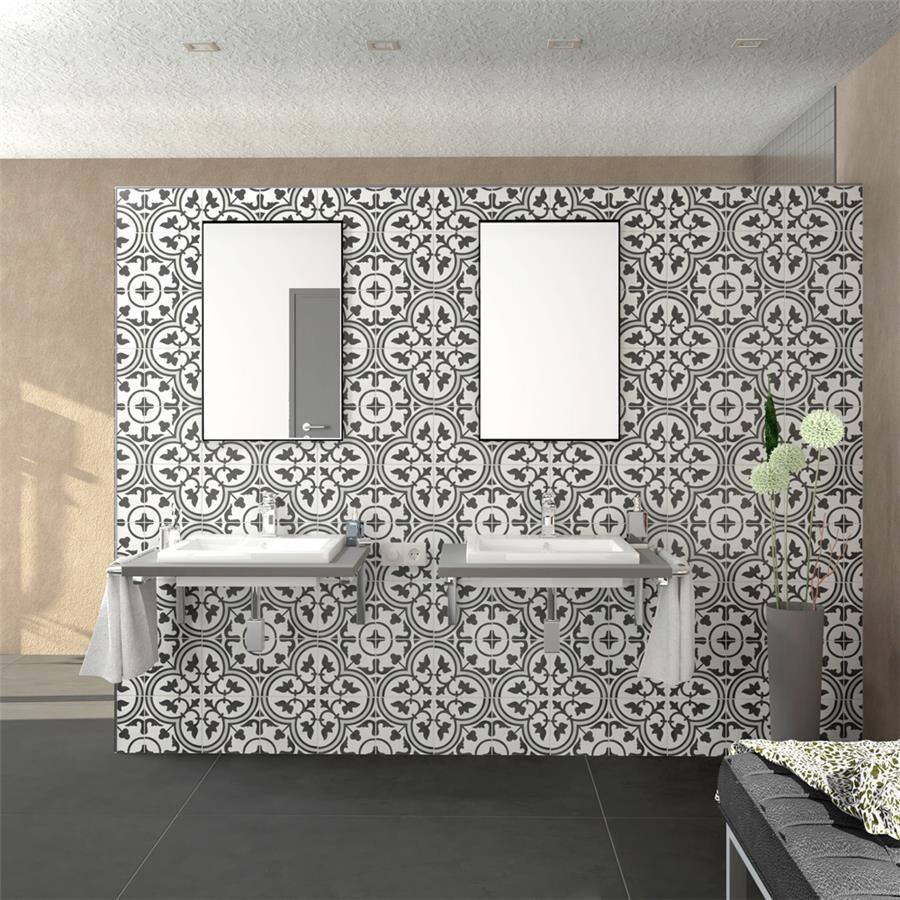 Merola Tile Cemento Arte Slate Encaustic 7.86" x 7.86" Cement Handmade ...