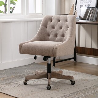 Modern Home Office Desk Chair w/Casters / Leisure Solid Wood Feet ...