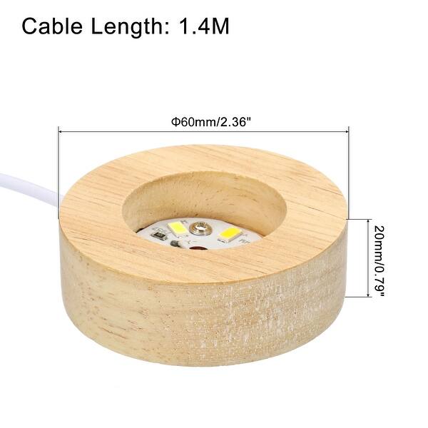 LED Light Round Wooden 2.36" 3-Colors Dimmable Display Base Stand Wood ...